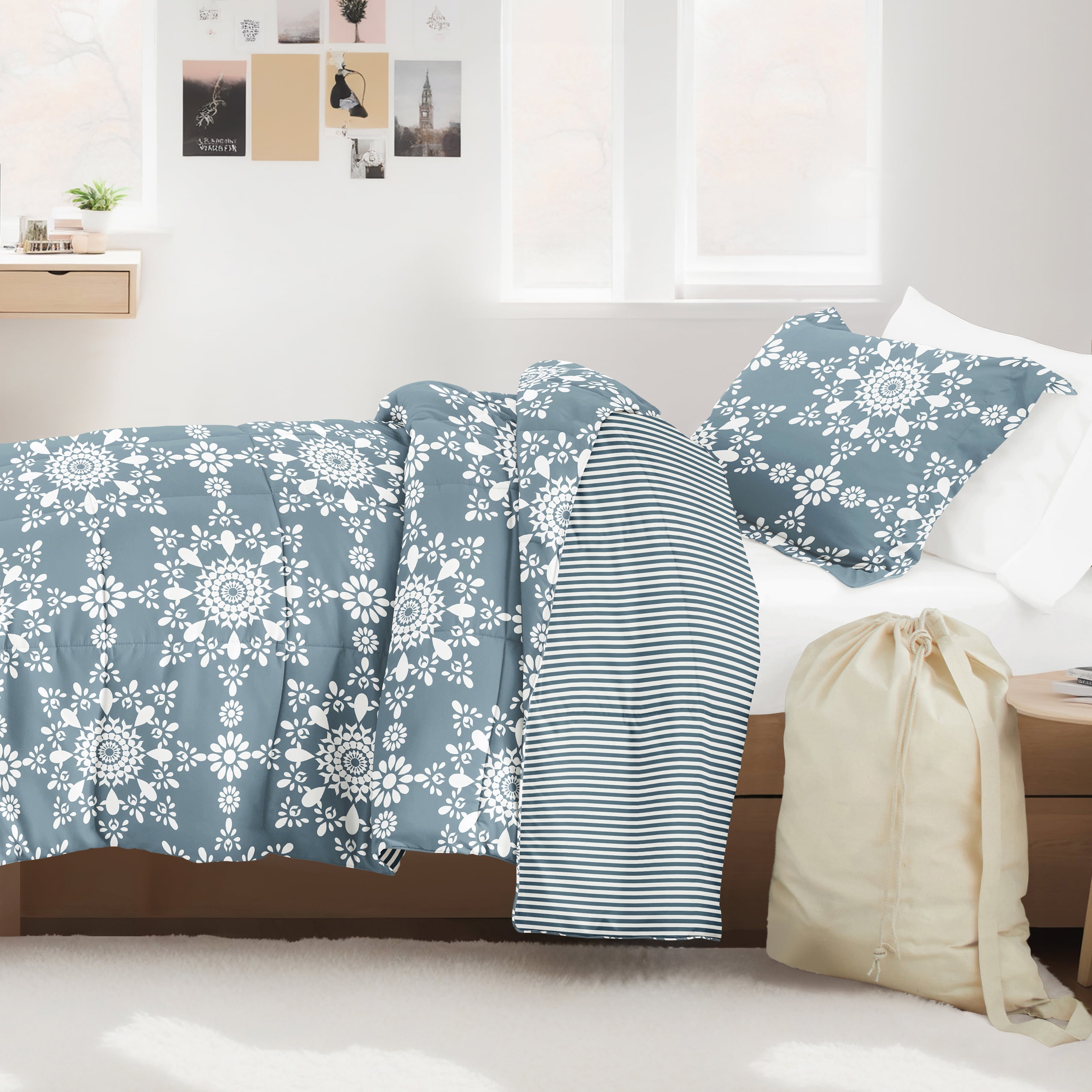 Noble Linens 8 Piece Dorm Bedding Bundle, Comforter & Sheet Set ...