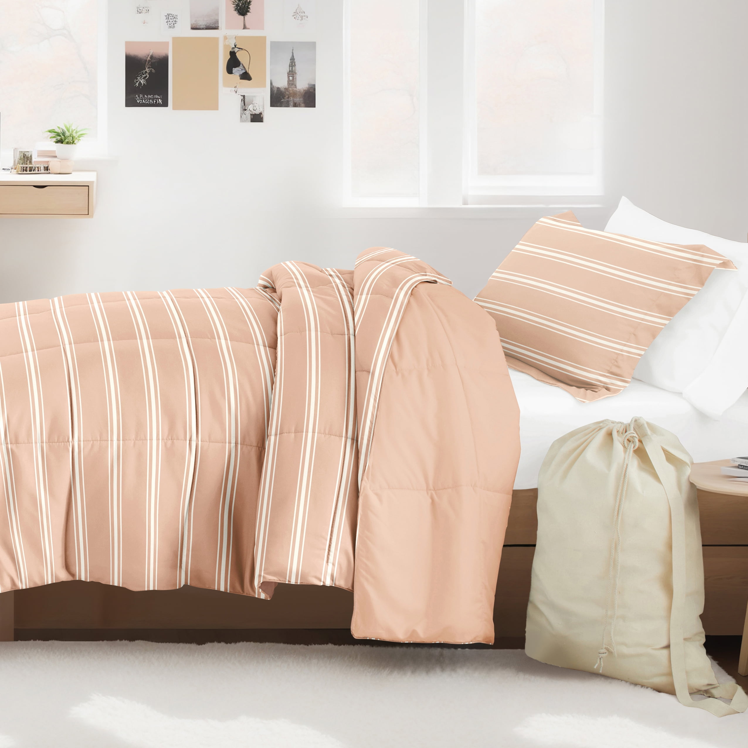 Noble Linens 8 Piece Dorm Bedding Bundle, Comforter & Sheet Set ...