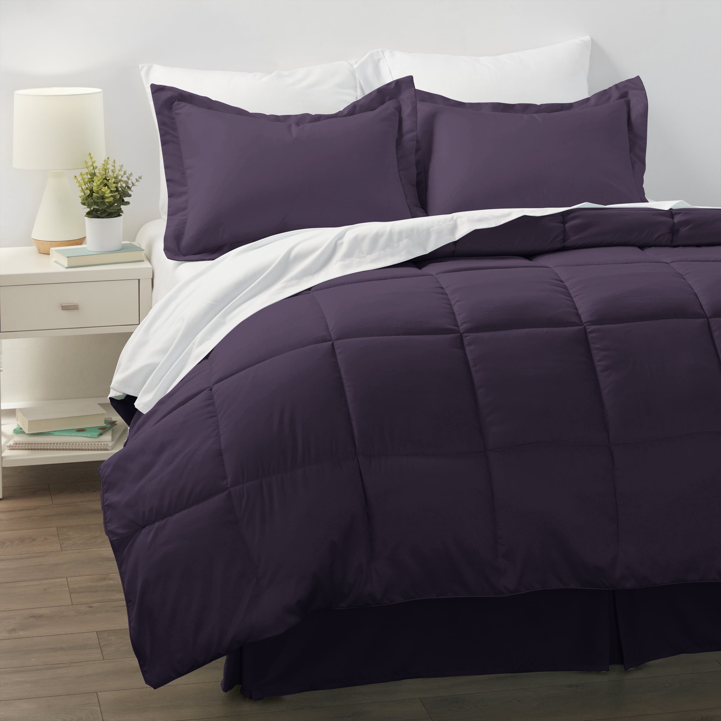 Noble Linens 8-Piece Purple Bed in a Bag Microfiber Bedding Set, Full ...