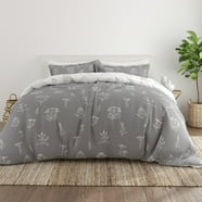Duvet Cover Set - Ultra Soft & Breathable - Gray Farmhouse Edgy Flowers ...