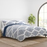 Noble Linens Navy 3 Piece Distressed Diamond Reversible Microfiber ...