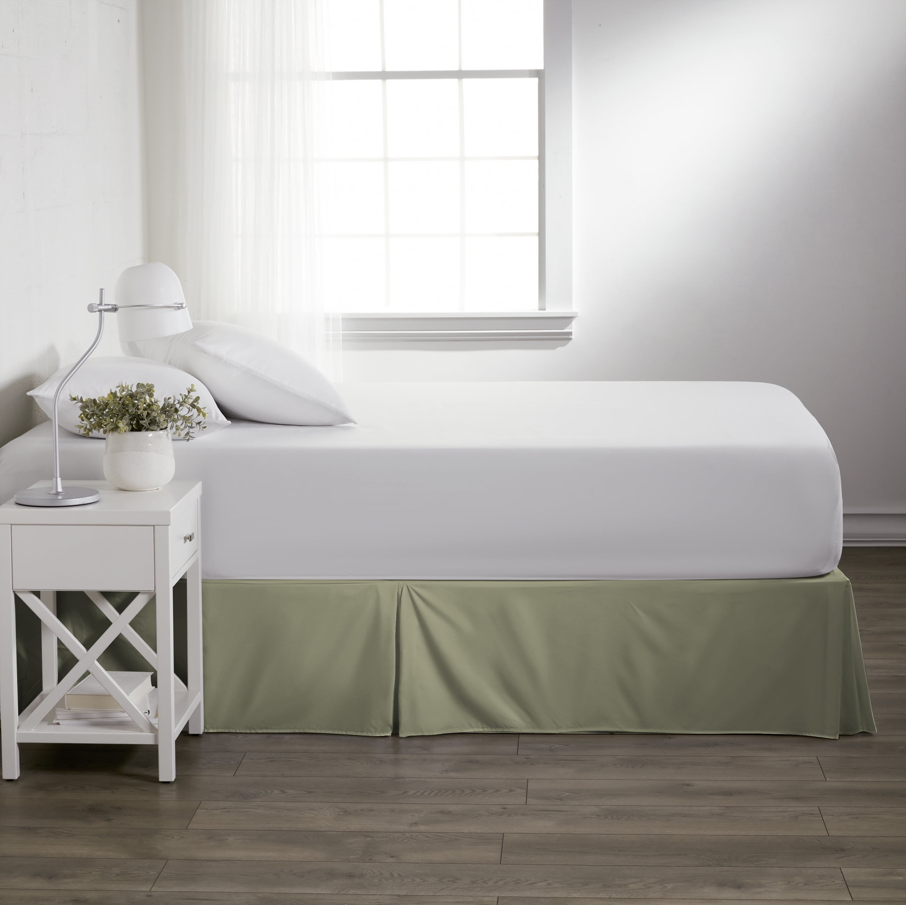 Noble Linens Queen Bed Skirt Sage Pleated Microfiber Durable Decor ...