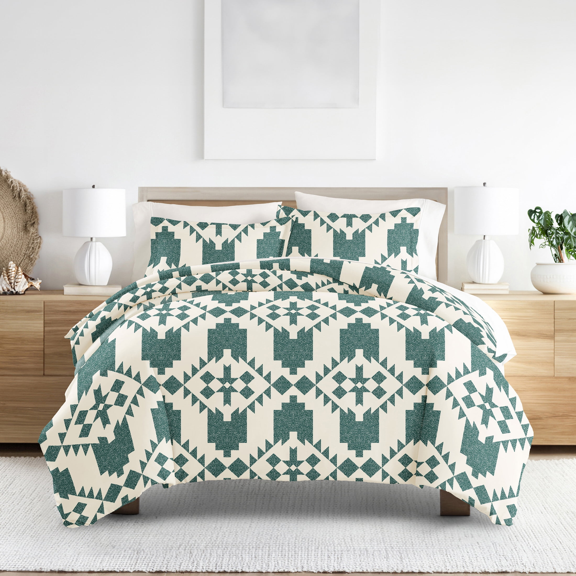 Noble Linens Teal Adobe Diamond Reversible Duvet Cover Set Twin/Twin XL ...