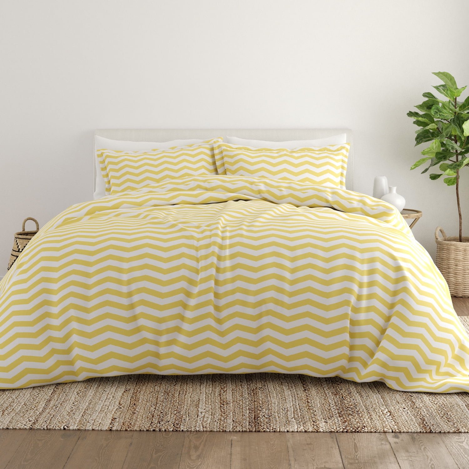 Noble Linens Yellow Arrow Pattern Duvet Set 3-Piece Duvet Cover Set ...