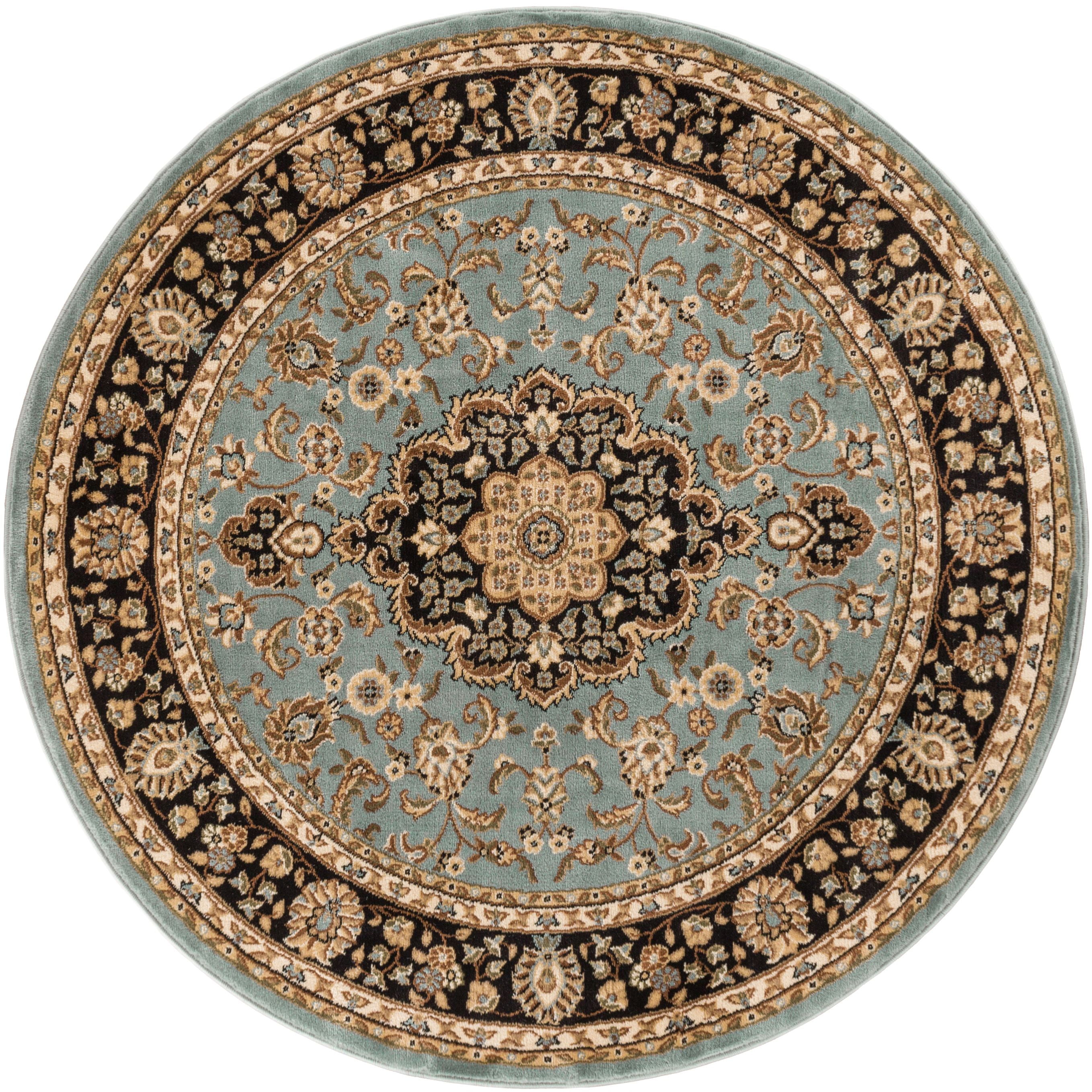 Noble Medallion Light Blue Oriental Formal Traditional 5'3" Round Area ...