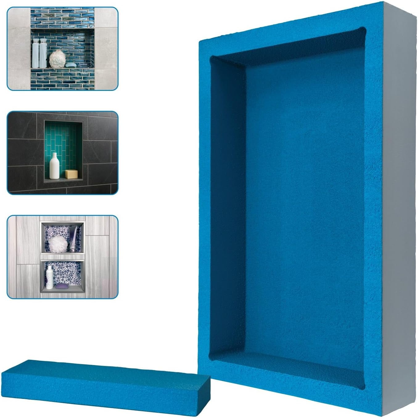 Noble Pre-Formed Rectangular Shower Niche 314 12"x20" with Adjustable Shelf Easy Install Water ...