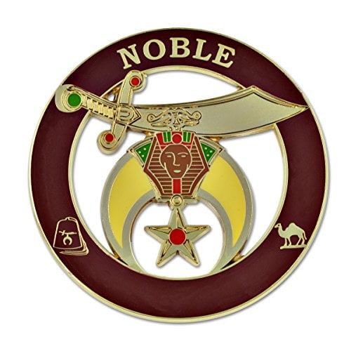 Noble Shriner Masonic Auto Emblem - [Burgundy & Gold][3'' Diameter ...