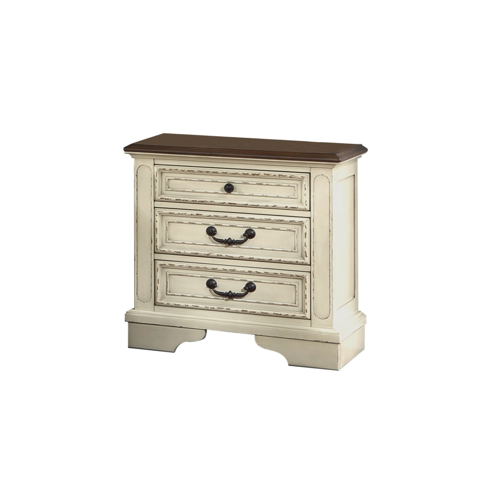 Noble Traditional Style 3-Drawer Night Stand Made with Wood in Antique ...