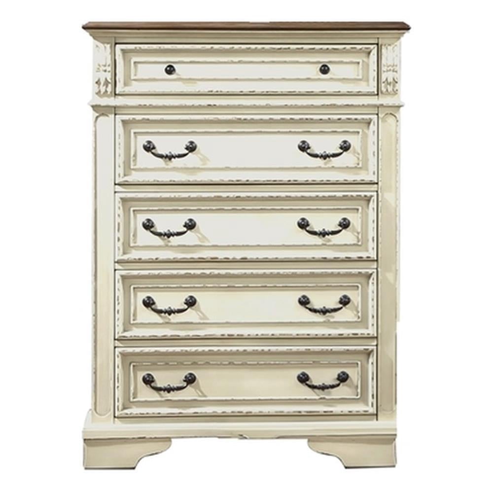 Noble Traditional Style 5- Drawer Chest Made with wood in Antique beige ...