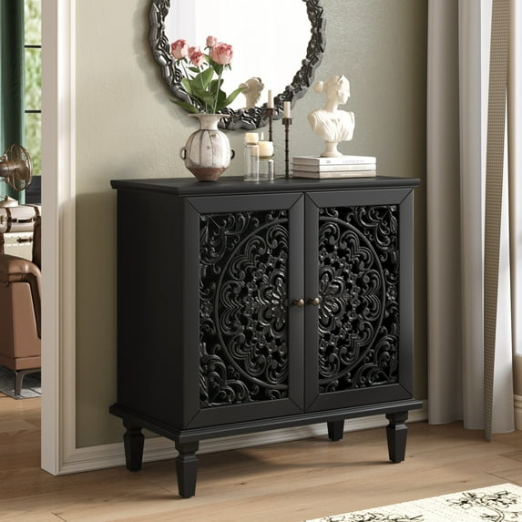 Noble house Vintage Hollow-Carved Accent Cabinet, 2-Door Sideboard ...