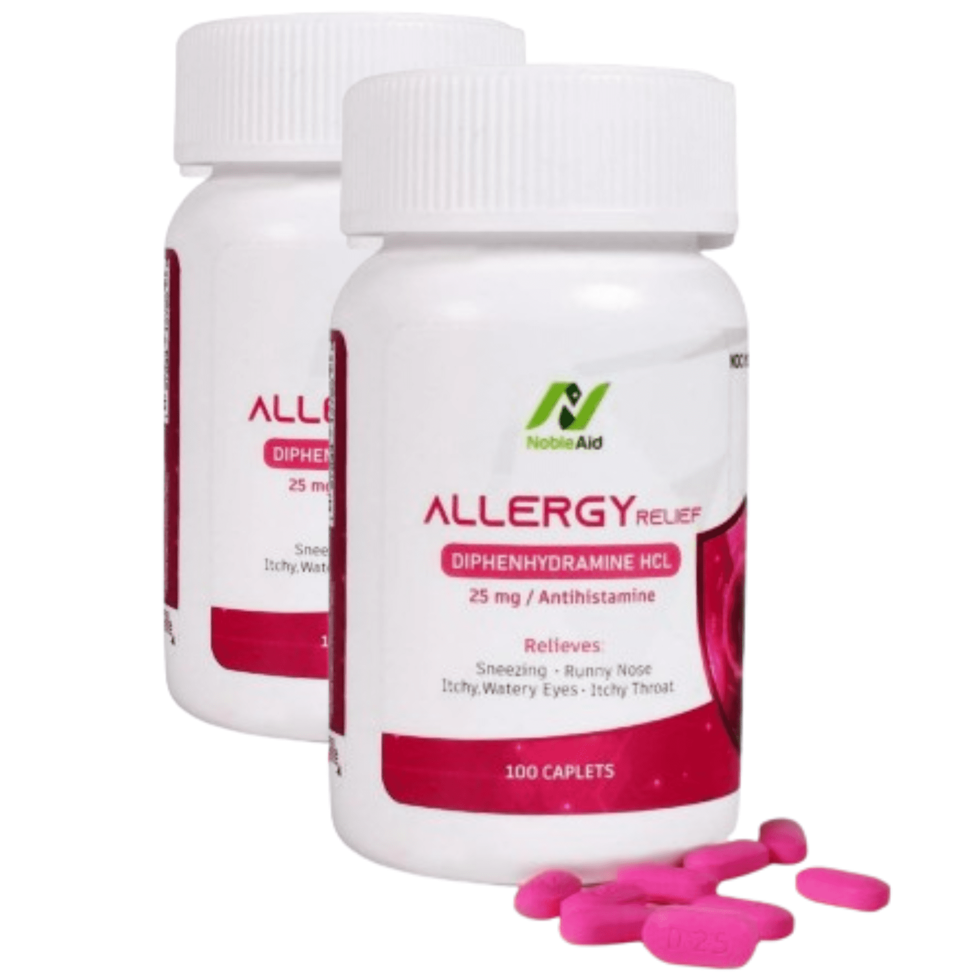 (2 pack) NobleAid Antihistamine Allergy Relief Tablets 25mg ...
