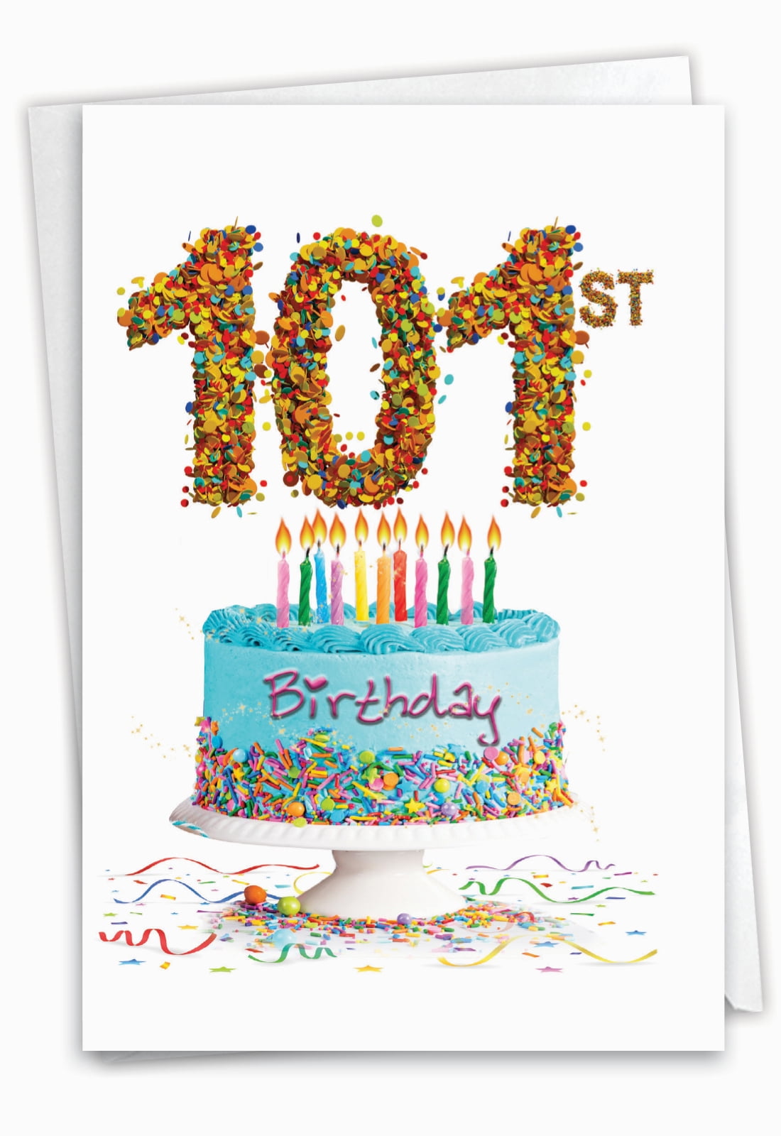 NobleWorks 101th Milestone Birthday Greeting Card with 5 x 7 Inch ...