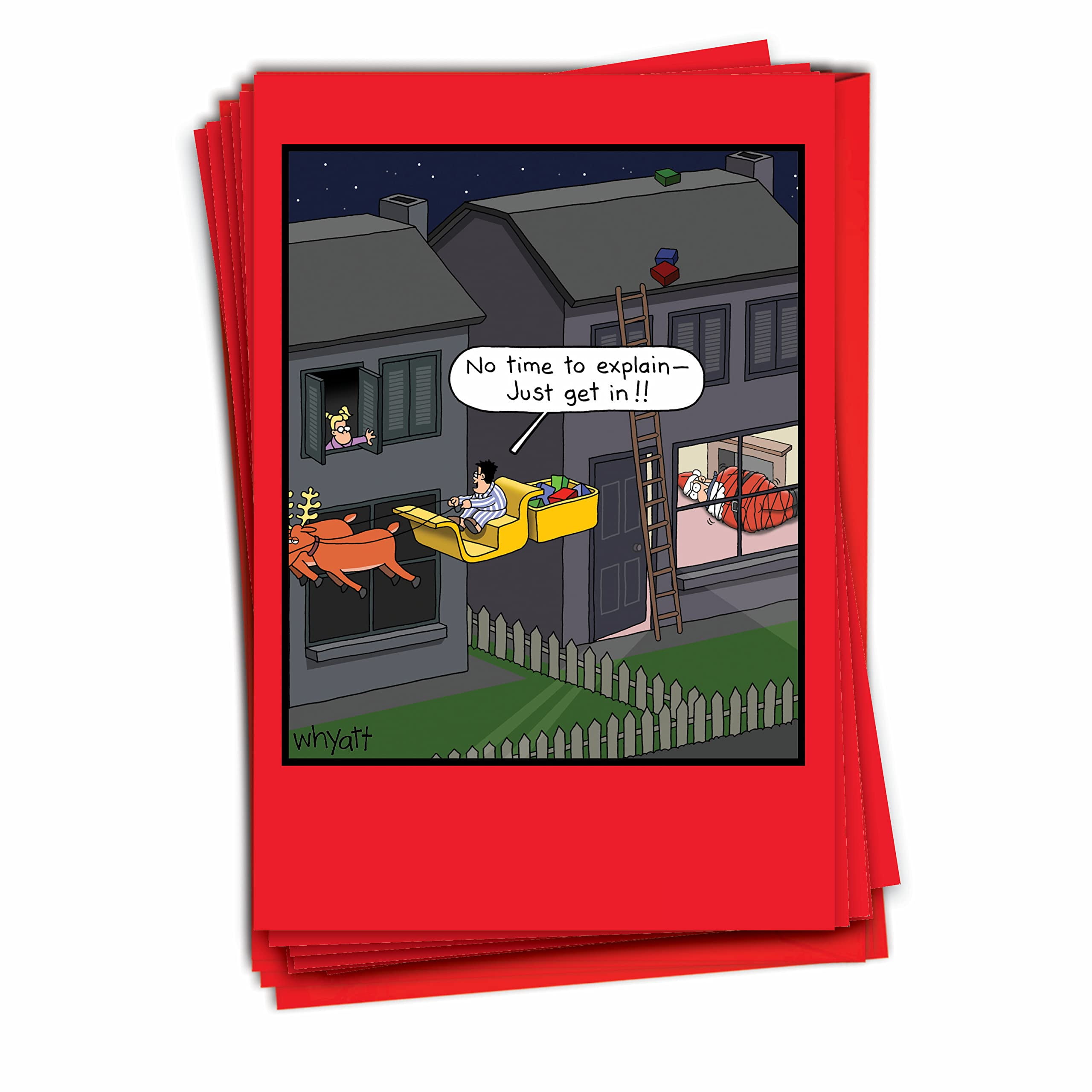 NobleWorks - 12 Funny Cartoon Christmas Cards with Envelopes - Funny ...