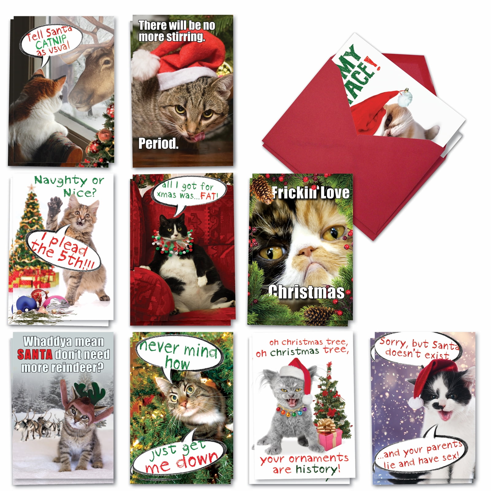 NobleWorks 20 Assorted Box Set Funny Christmas Greeting Cards w/5 x 7 ...