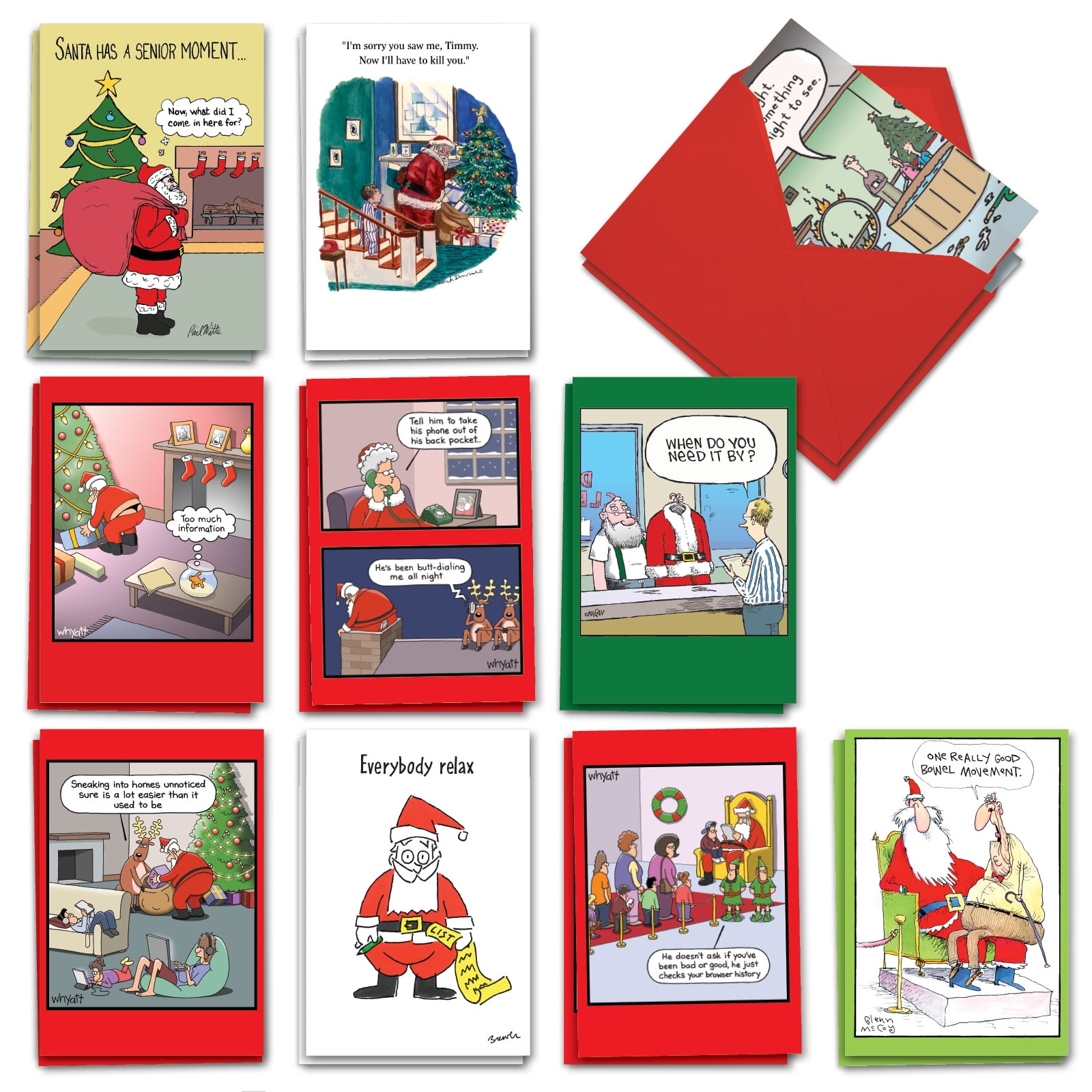 NobleWorks 20 Assorted Box Set Funny Christmas Greeting Cards w/5 x 7 ...