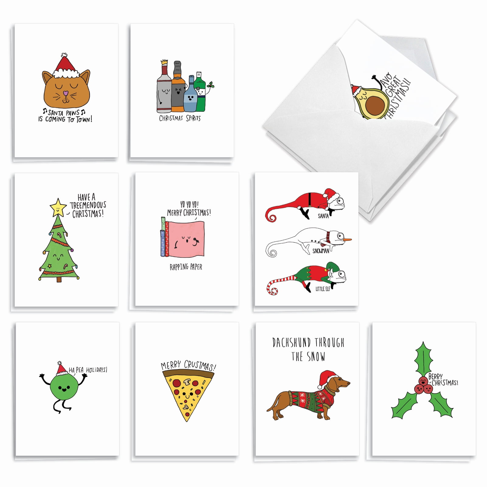 NobleWorks 20 Merry Christmas Note Cards with Envelopes (4" x 5.12 ...