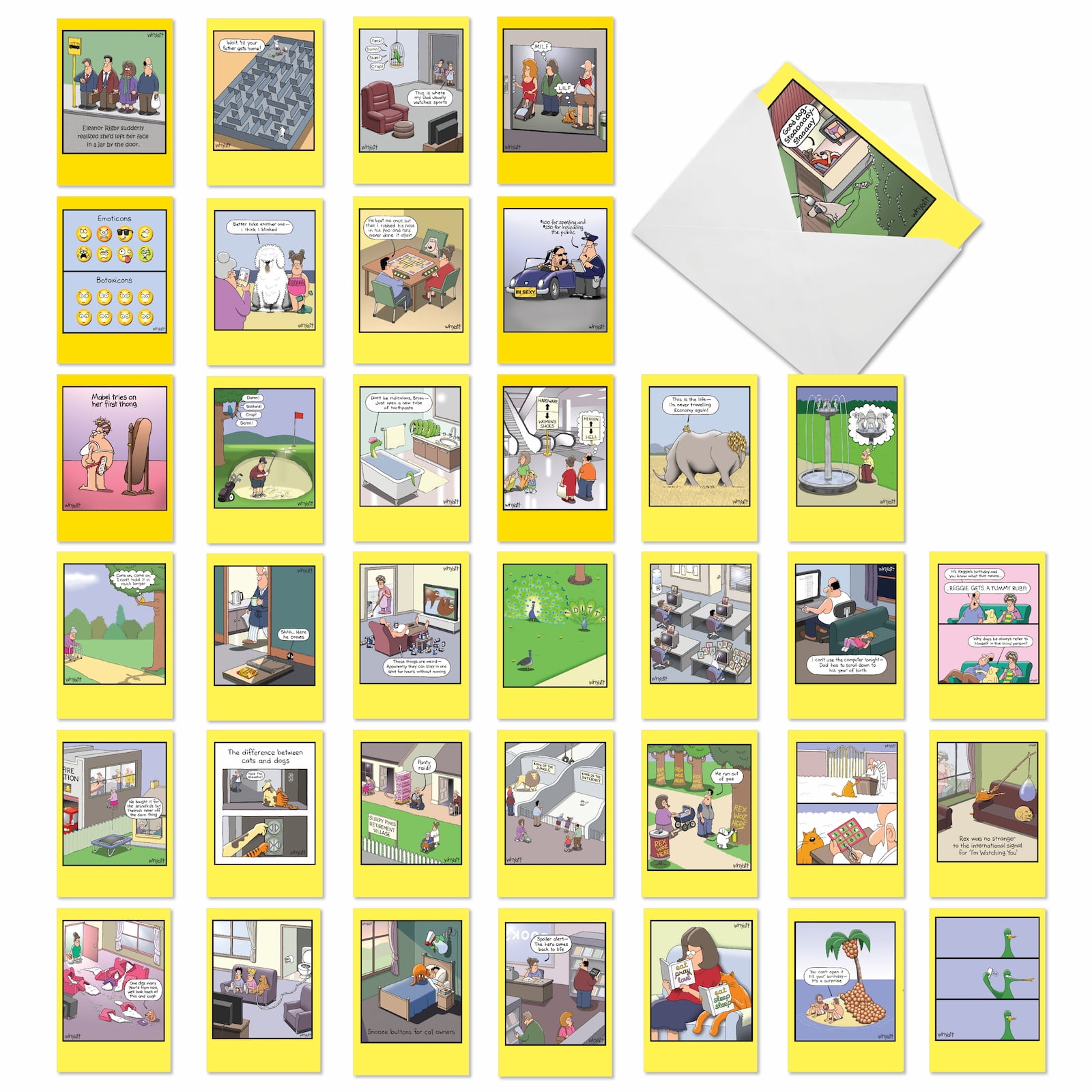 NobleWorks 36 Assorted Box Set Funny Blank Greeting Cards w/5 x 7 Inch ...