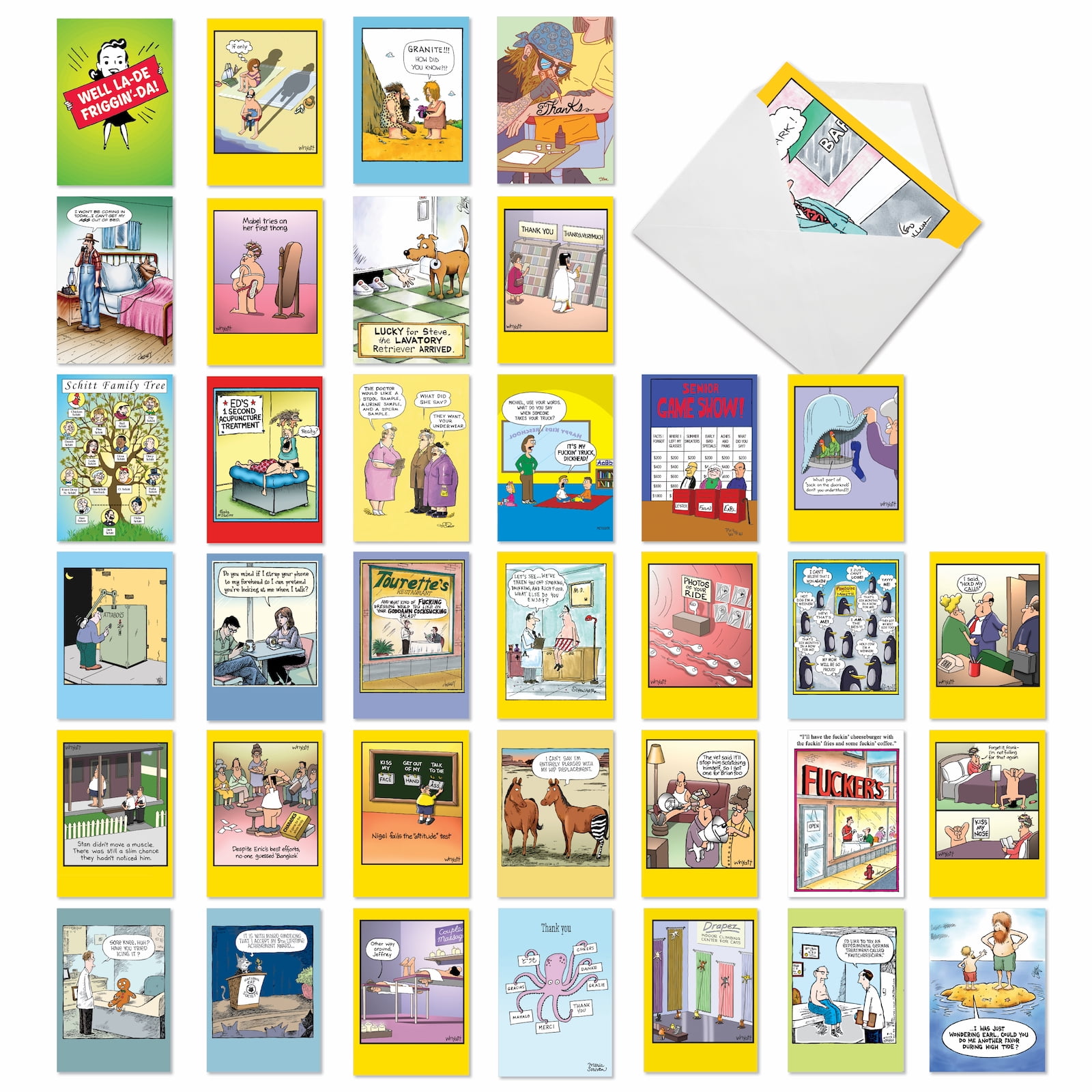 NobleWorks - 36 Funny Mixed Occasion Cards Boxed - Adult Bulk Notecard ...