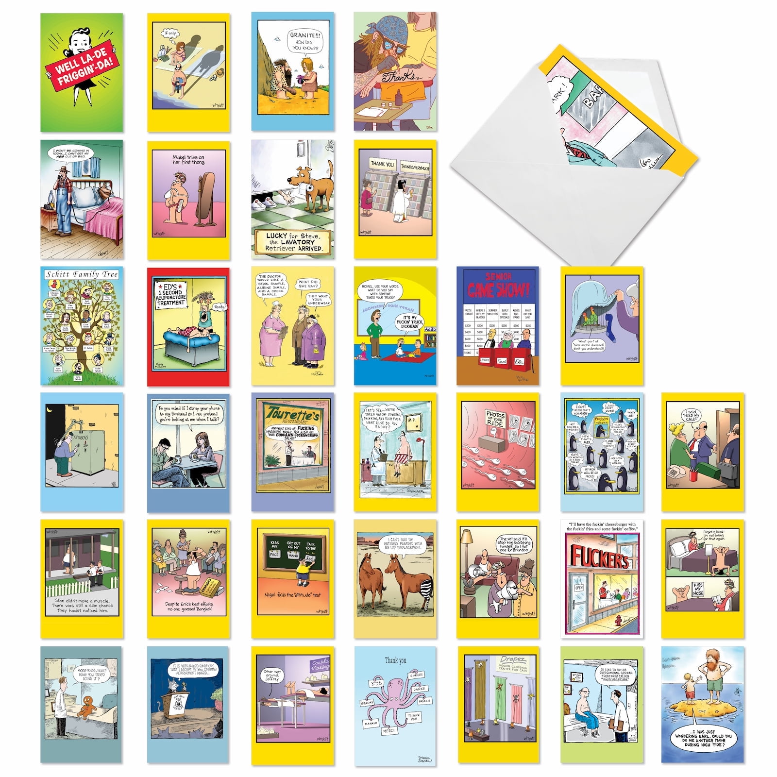 NobleWorks - 36 Funny Mixed Occasion Cards Boxed - Adult Bulk Notecard ...