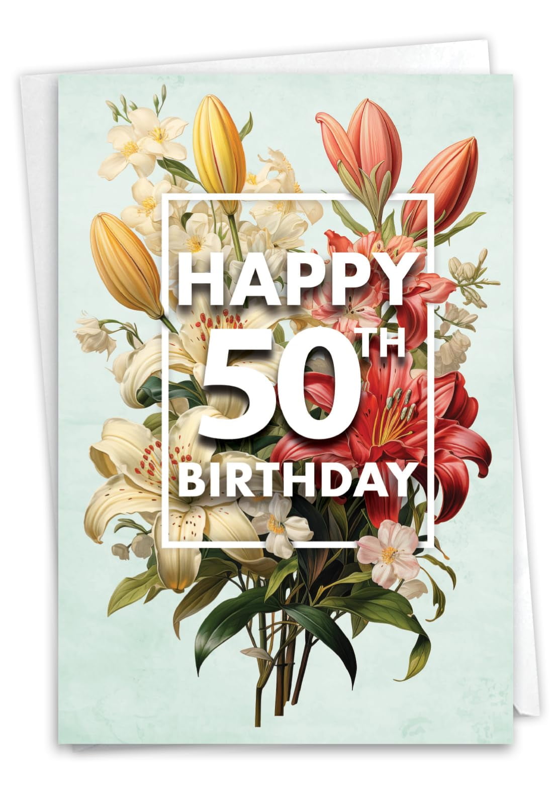 NobleWorks 50th Birthday Milestone Greeting Card with 5 x 7 Inch ...