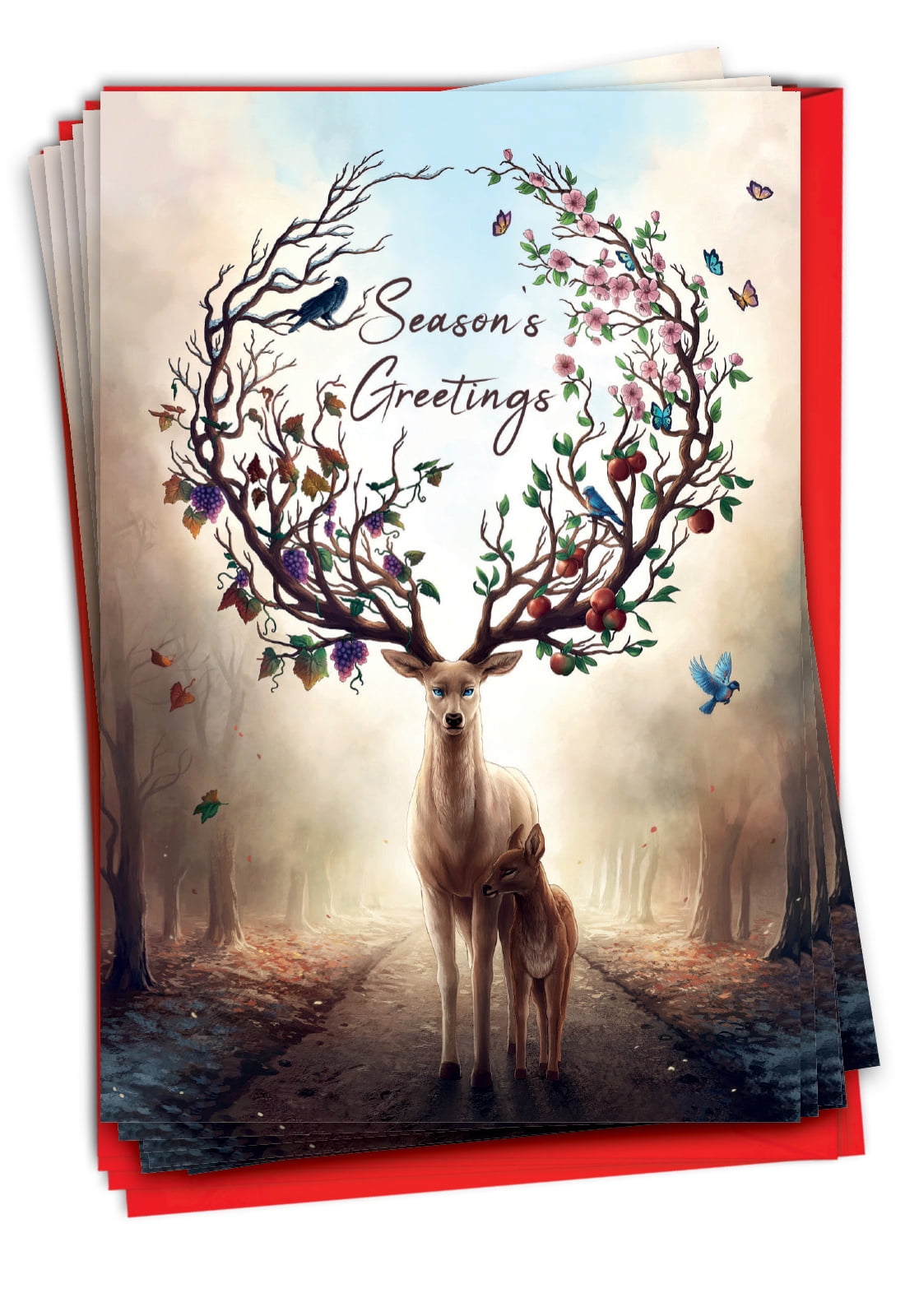 NobleWorks, Antler Attraction - 12 Christmas Cards Boxed - Bulk Set ...
