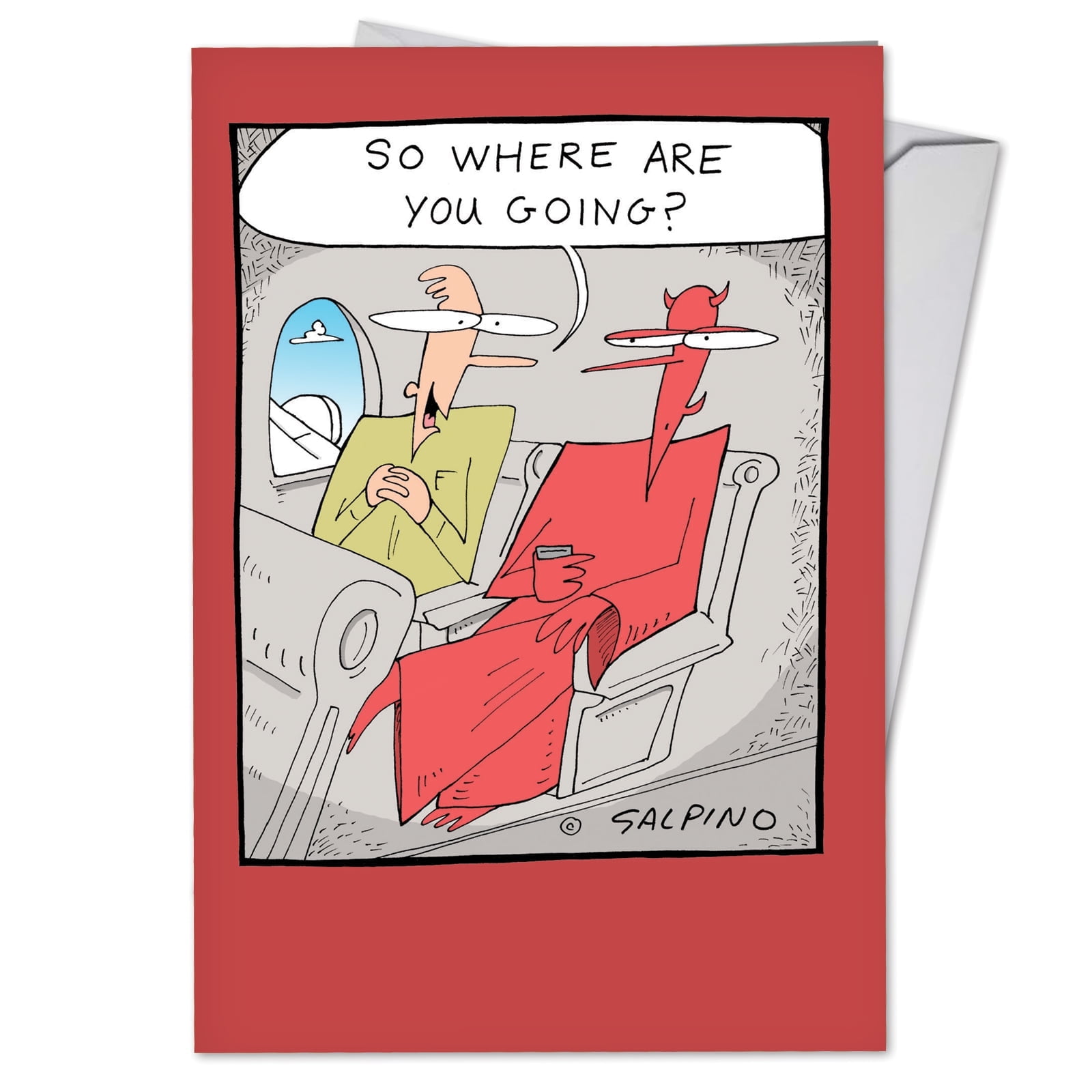 NobleWorks - C4029BDG Funny Birthday Card 'Devil Plane Ride' with ...