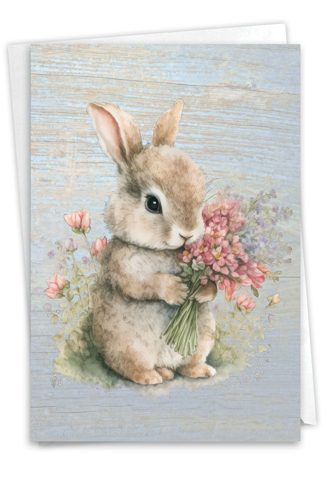 NobleWorks Easter Paper Card with 5 x 7 Inch Envelope (1 Card) Bunnies ...