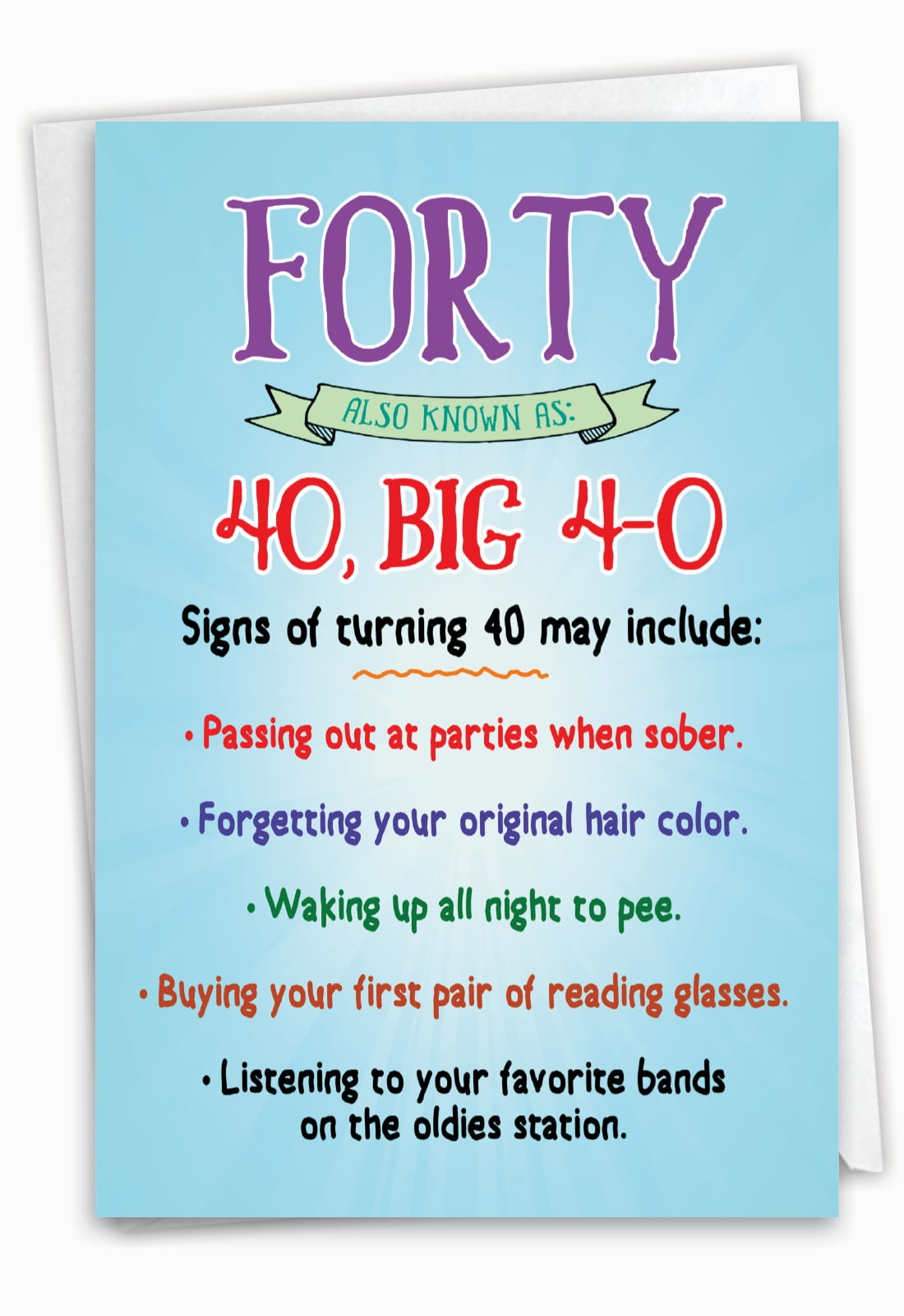 NobleWorks Funny 40th Milestone Birthday Greeting Card with 5 x 7 Inch ...