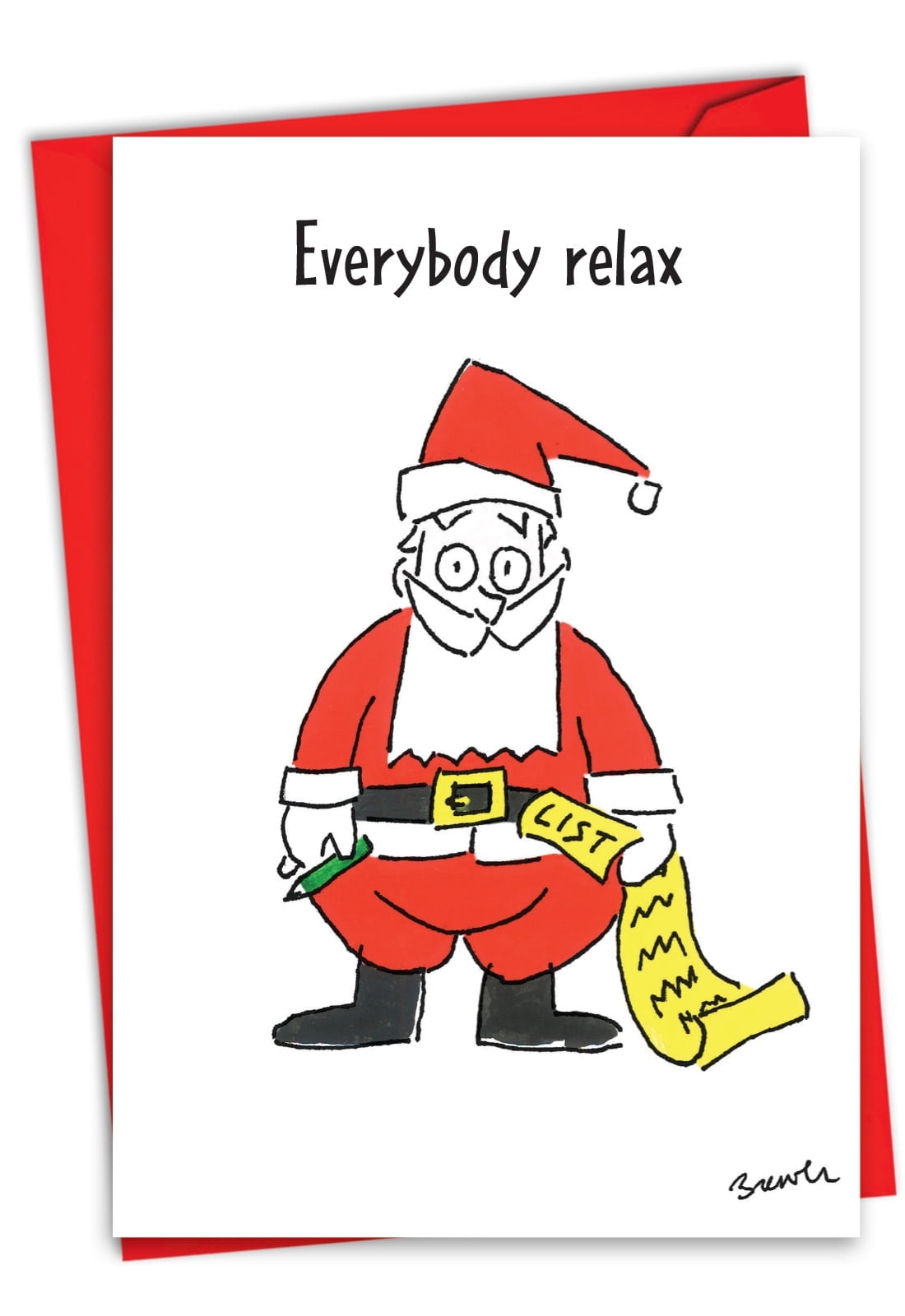 NobleWorks Funny Christmas Paper Card with 5 x 7 Inch Envelope (1 Card ...