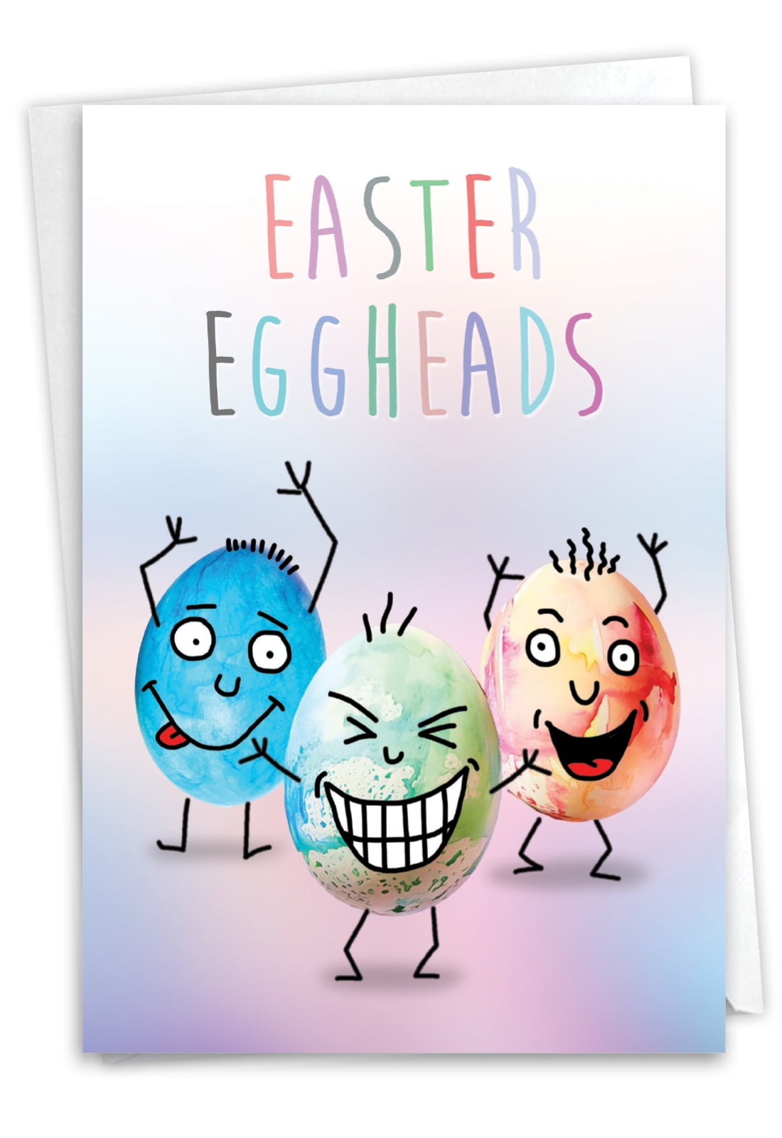 NobleWorks Funny Easter Greeting Card with 5 x 7 Inch Envelope (1 Card) Easter Eggheads ...