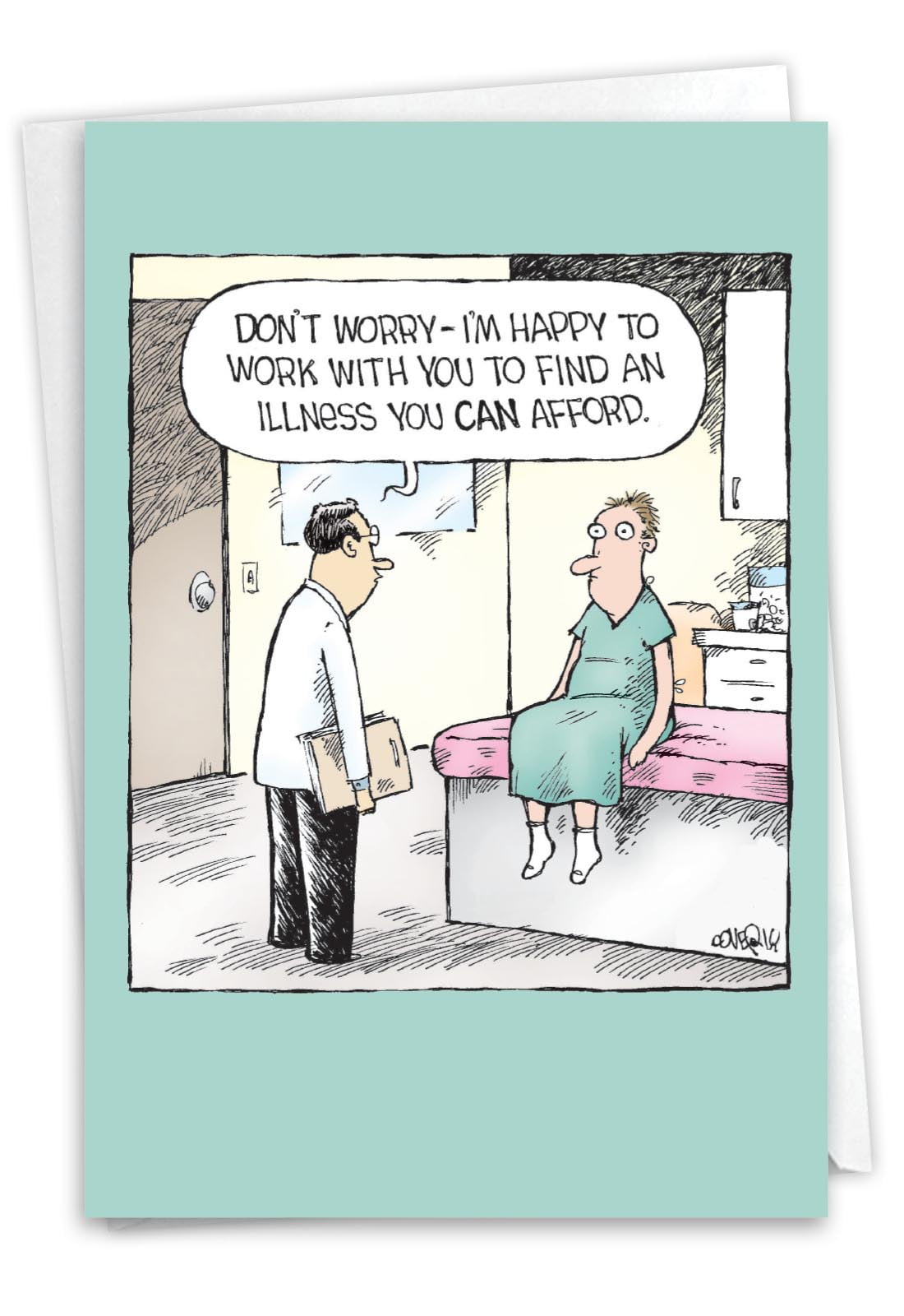 NobleWorks Funny Get Well Greeting Card with 5 x 7 Inch Envelope (1 ...
