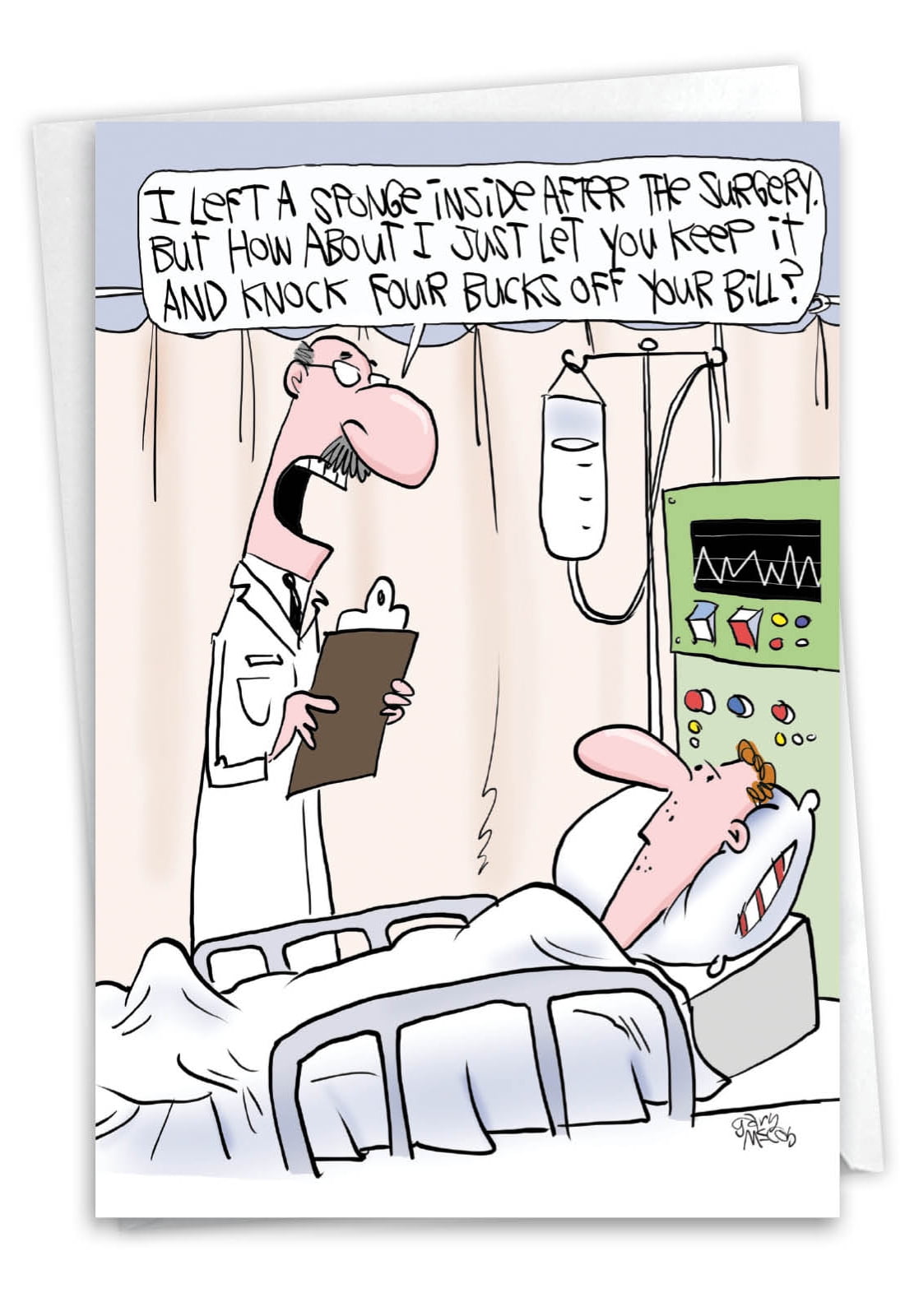 NobleWorks Funny Get Well Greeting Card with 5 x 7 Inch Envelope (1 ...