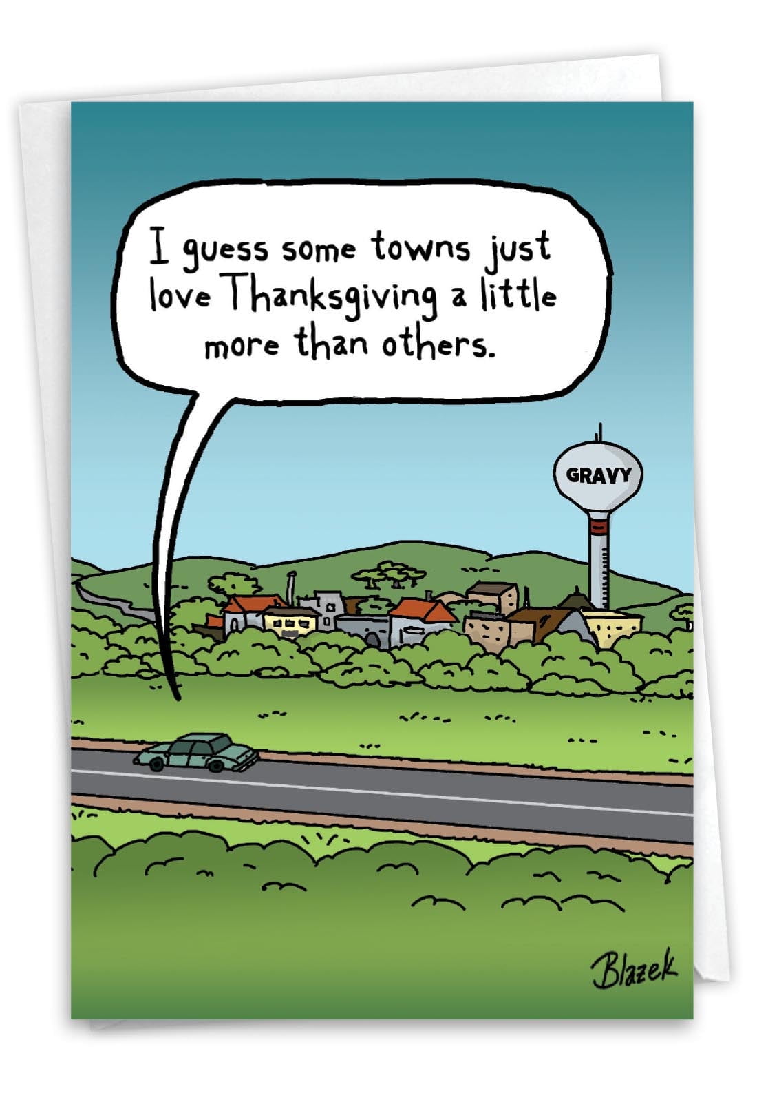 NobleWorks Funny Thanksgiving Greeting Card with 5 x 7 Inch Envelope (1 ...