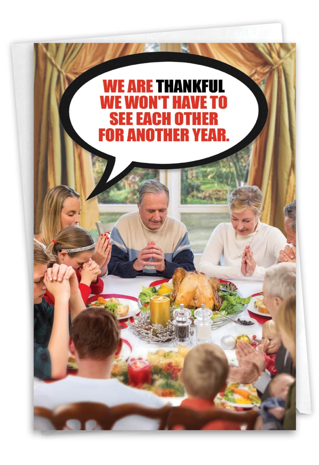 NobleWorks Funny Thanksgiving Greeting Card with 5 x 7 Inch Envelope (1 ...