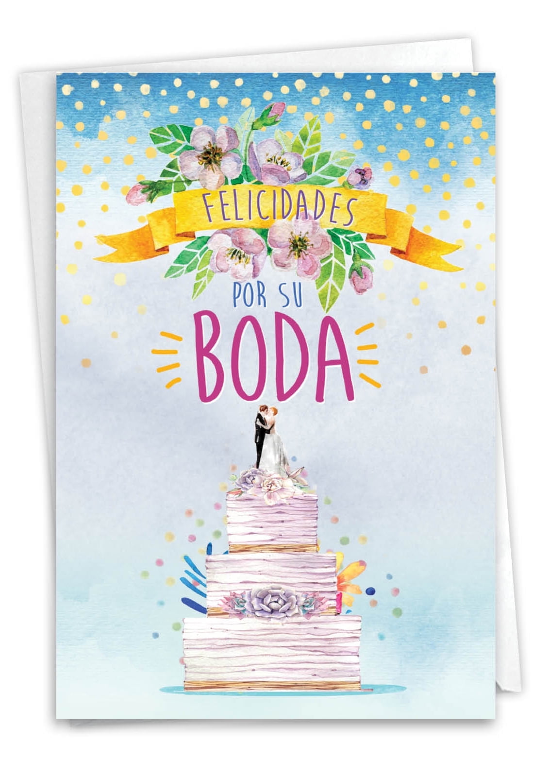NobleWorks Spanish Wedding Congratulations Paper Card with 5 x 7 Inch ...
