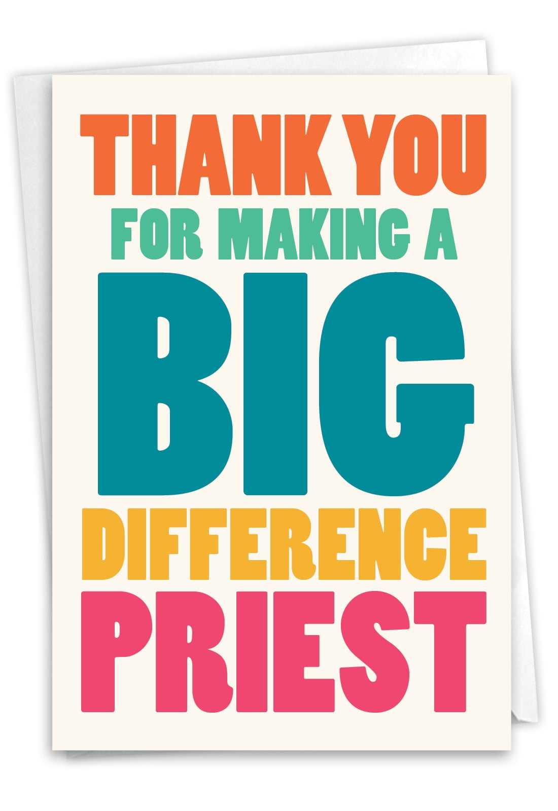 NobleWorks Thank You Greeting Card (Clergy) with 5 x 7 Inch Envelope (1 ...
