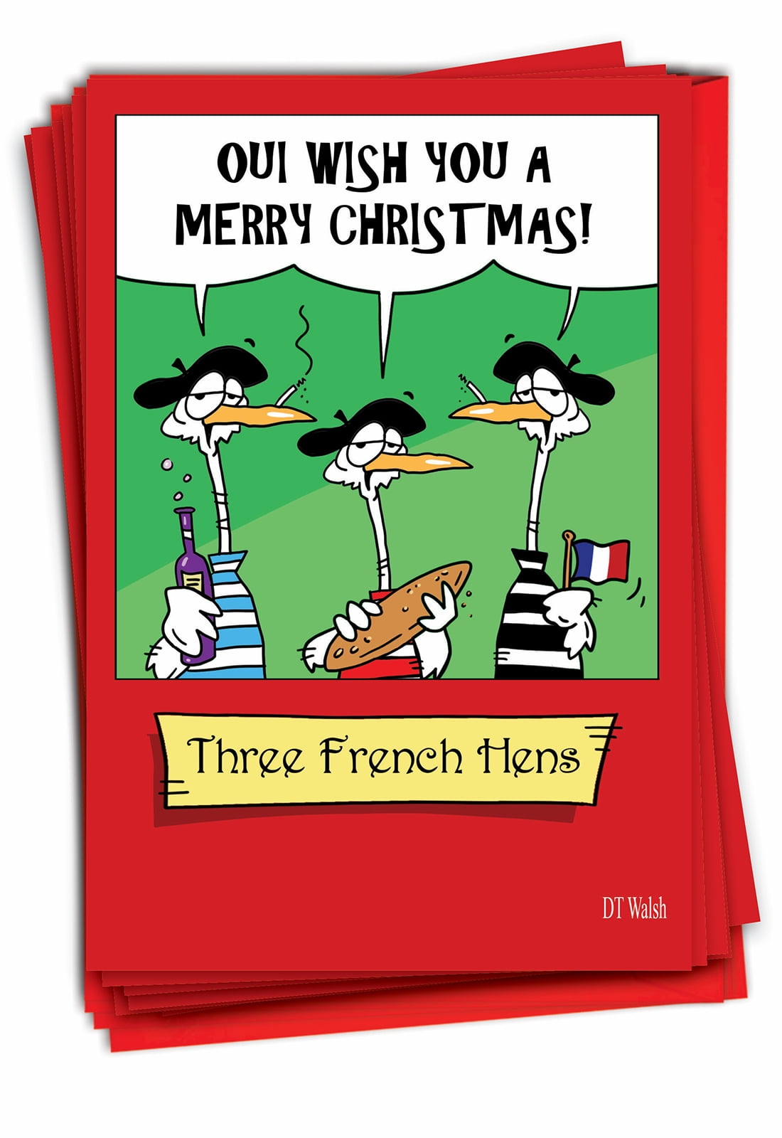 NobleWorks, Three French Hens - 12 Funny Christmas Cards Boxed - Bulk Set, C7635XSG-B12x1 ...