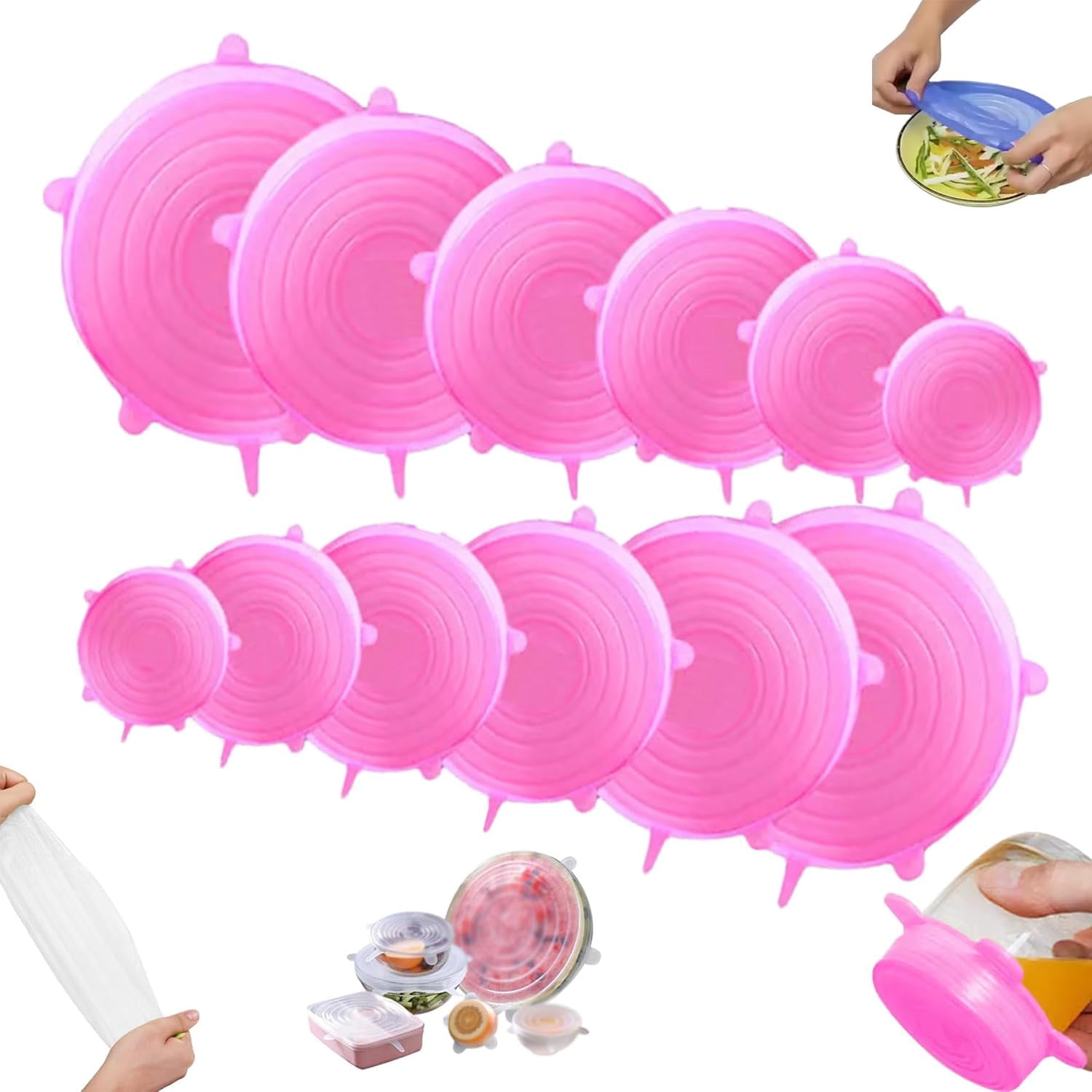 Noblealaim Silicone Cover Stretch Lids Reusable Airtight Food Wrap ...