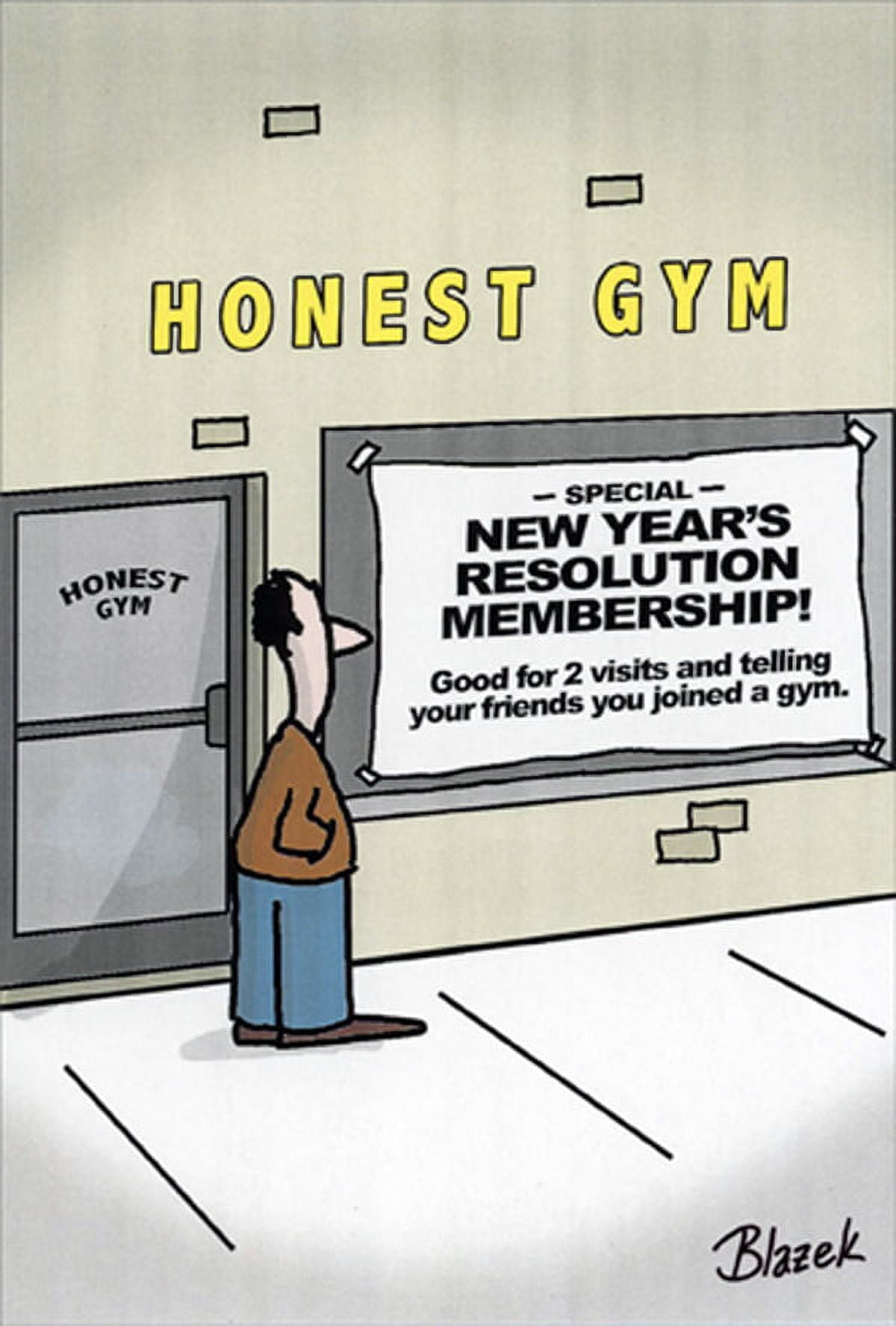 Nobleworks Honest Gym Funny / Humorous New Year Card (1 card/1 envelope ...