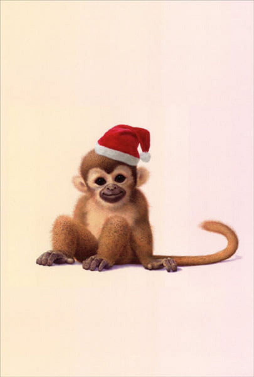 Nobleworks Zoo Babies Monkey John Butler Cute Christmas Card (1 card/1 ...