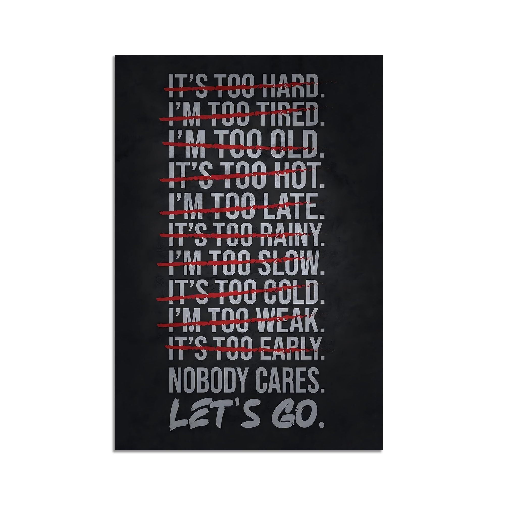 Nobody Cares Let's Go Gym Motivational Quotes Canvas Print Wall Art for ...