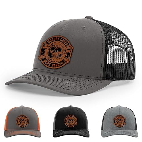 Nobody Cares Work Harder Hat, 112 Style Trucker Leather Patch Hat for ...