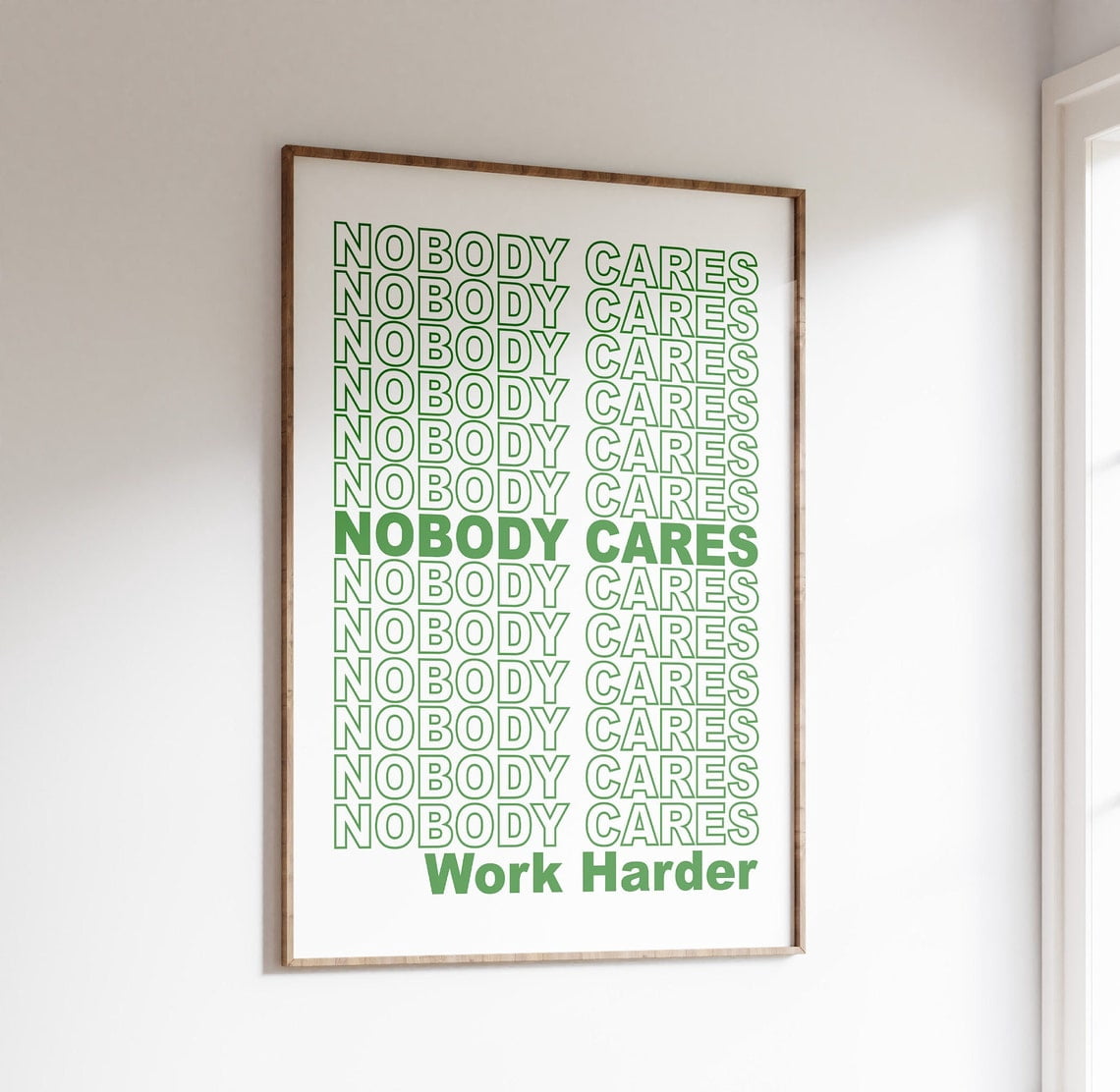 Nobody Cares Work Harder Poster, Motivational Wall Art, Retro Wall Art ...