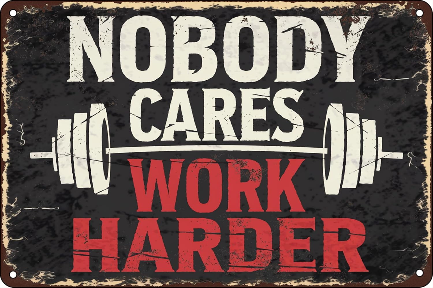 Nobody Cares Work Harder Tin Sign Wall Decal Gym Decor Ideas Gym Design ...