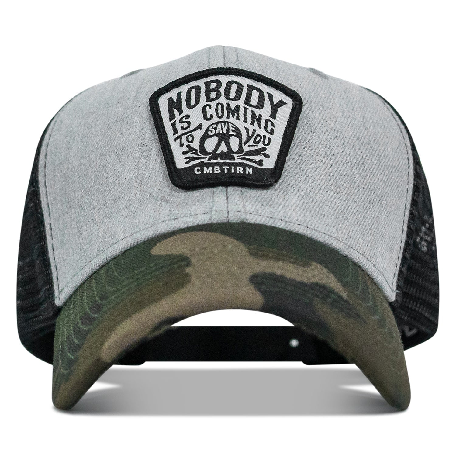Combat Iron Nobody Is Coming To Save You Skull Patch Snapback Hat Bdu ...
