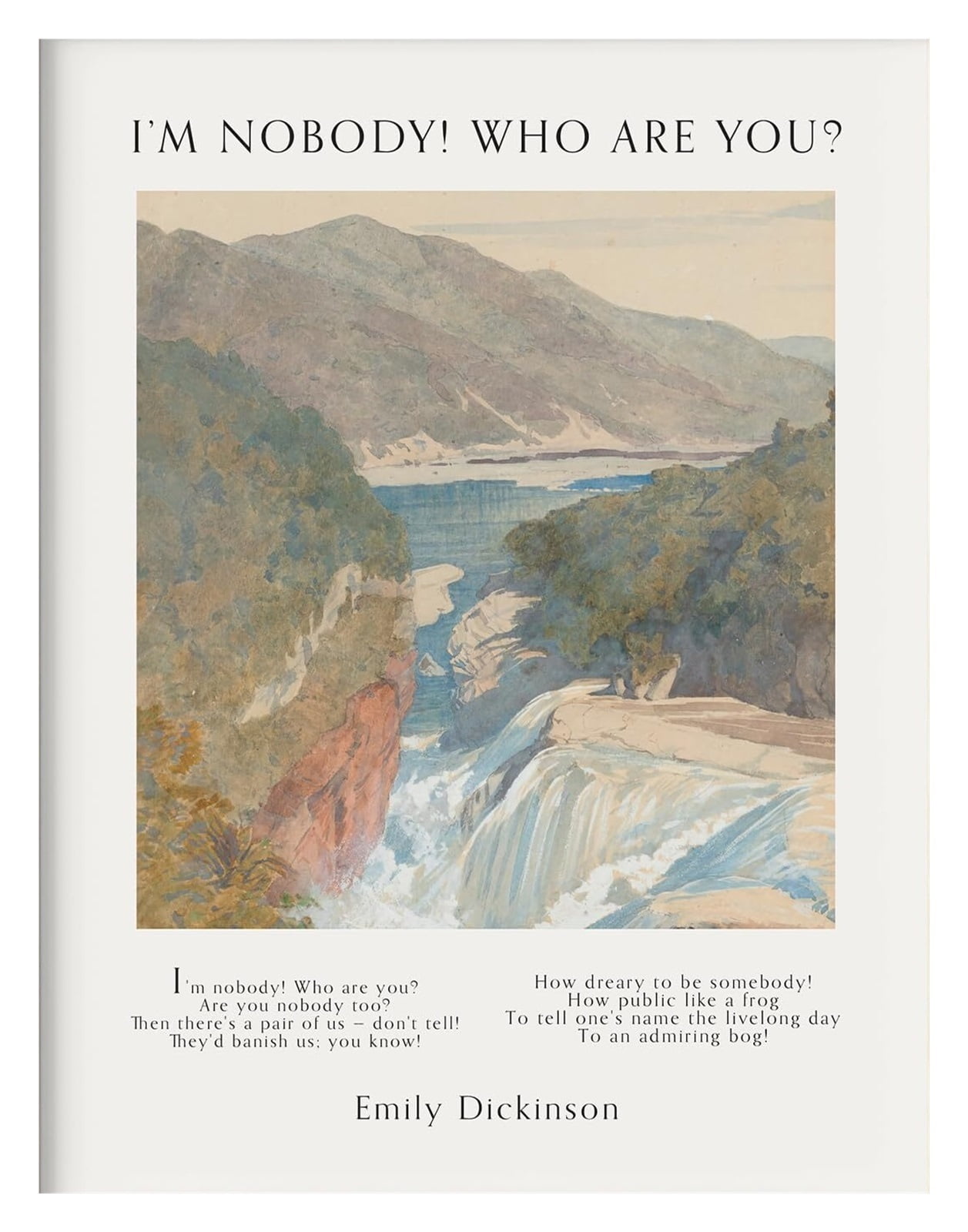I'm Nobody! Who Are You? Art Poster - Emily Dickinson Poem Art Print ...