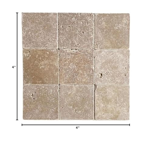 Noce 4x4 Tumbled Travertine Floor Backsplash 9 Piece Pack Brown ...