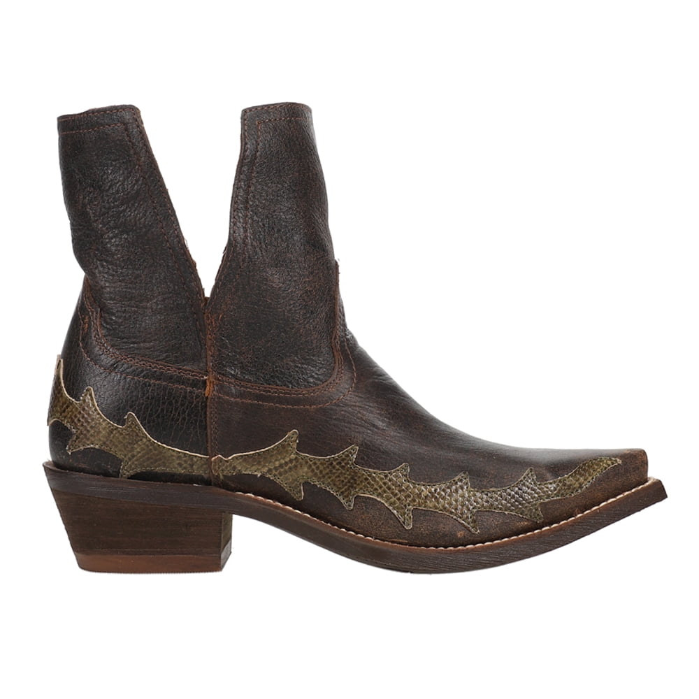 Nocona Boots Womens Sitrine Brown Distressed Snake Print Cowboy Ankle ...