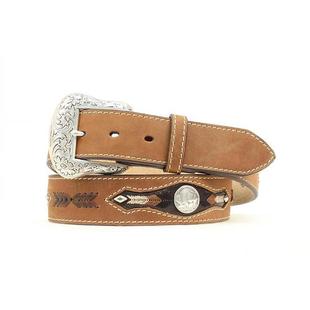 Nocona Men's Buffalo Concho Arrow Medium Brown Leather Belt N2412044 ...