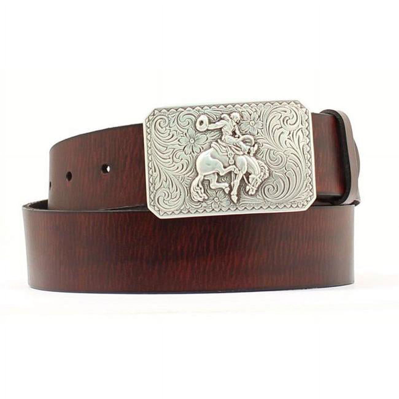 Nocona N2471002-28 Mens Belt with Bronc Buckle, Brown - Size 28 ...